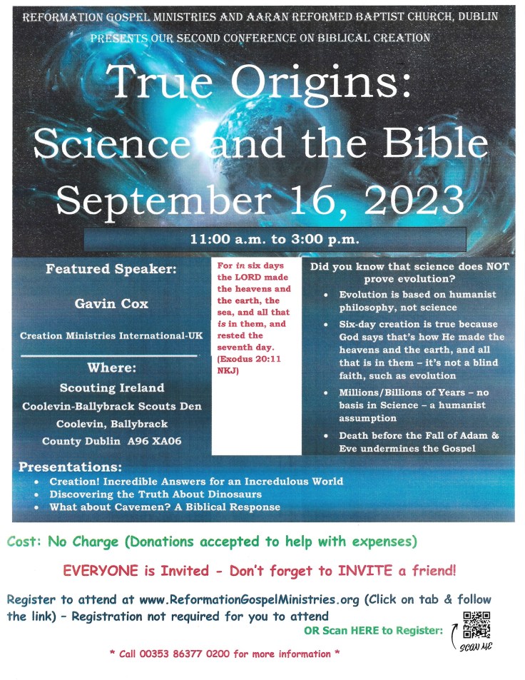 True Origins: Science and the Bible – September 16, 2023 – Dublin ...