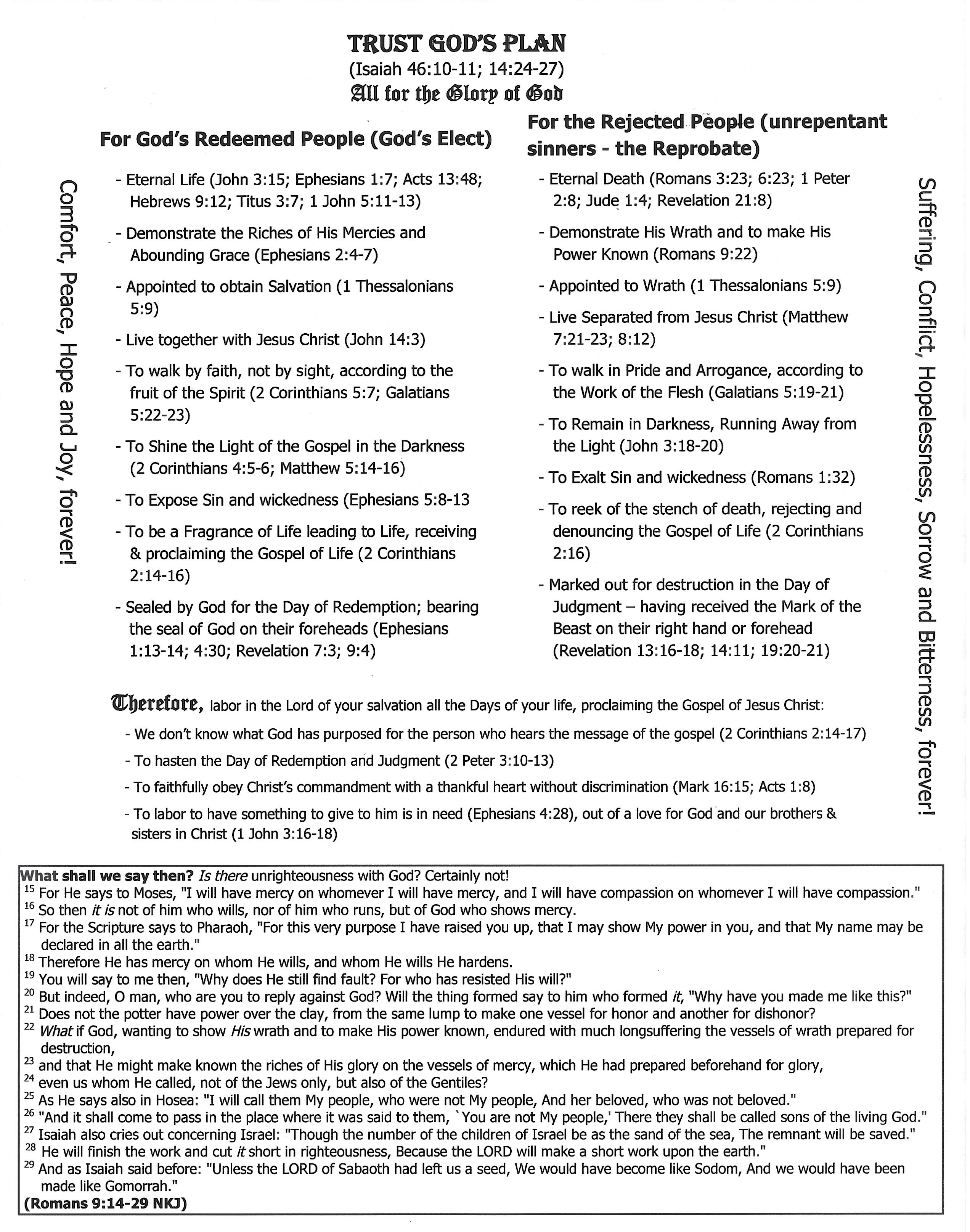 God’s Order – Trust His Plan – Reformation Gospel Ministries