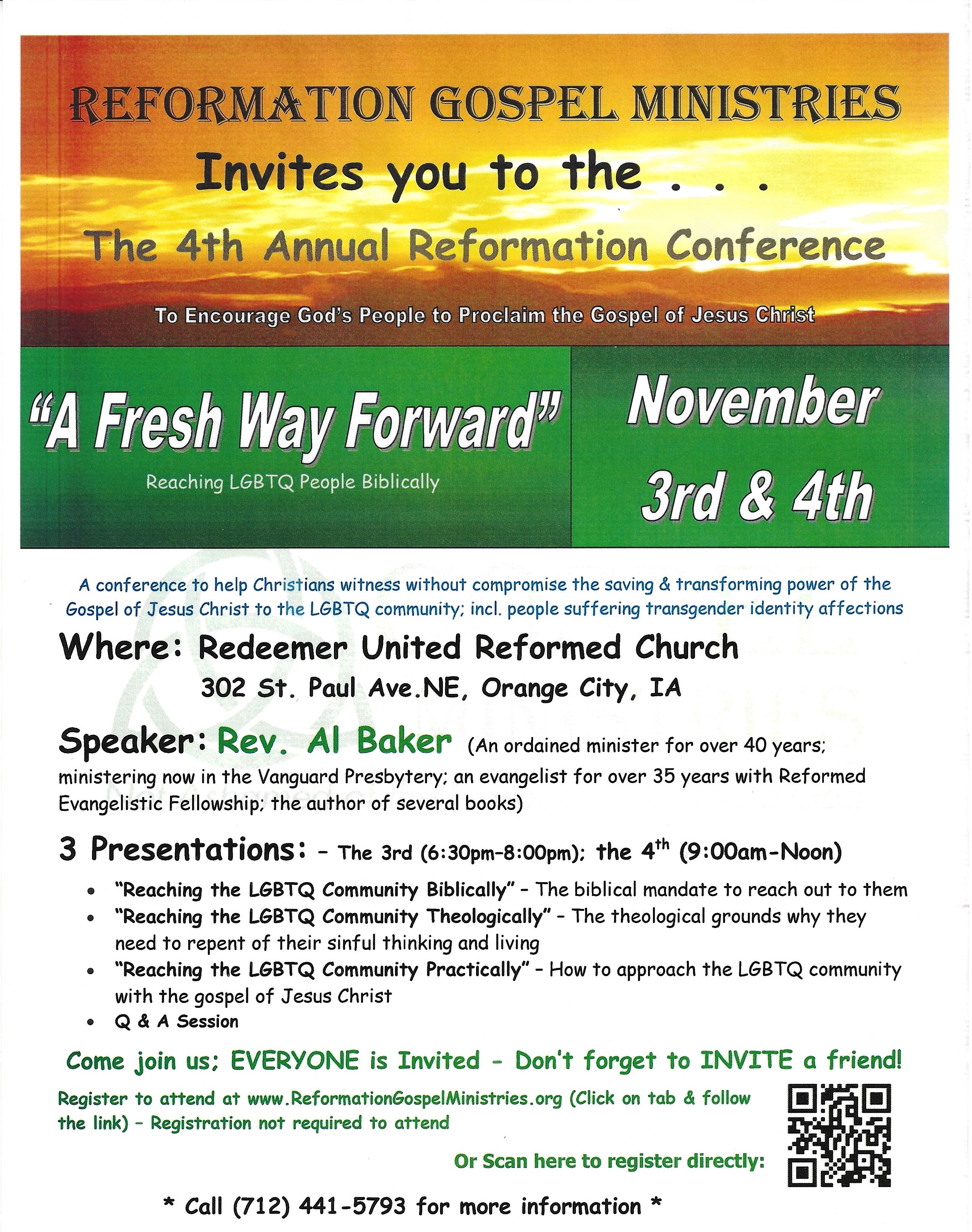 RGM Fall Reformation Conference – “A Fresh Way Forward” – November 3rd ...